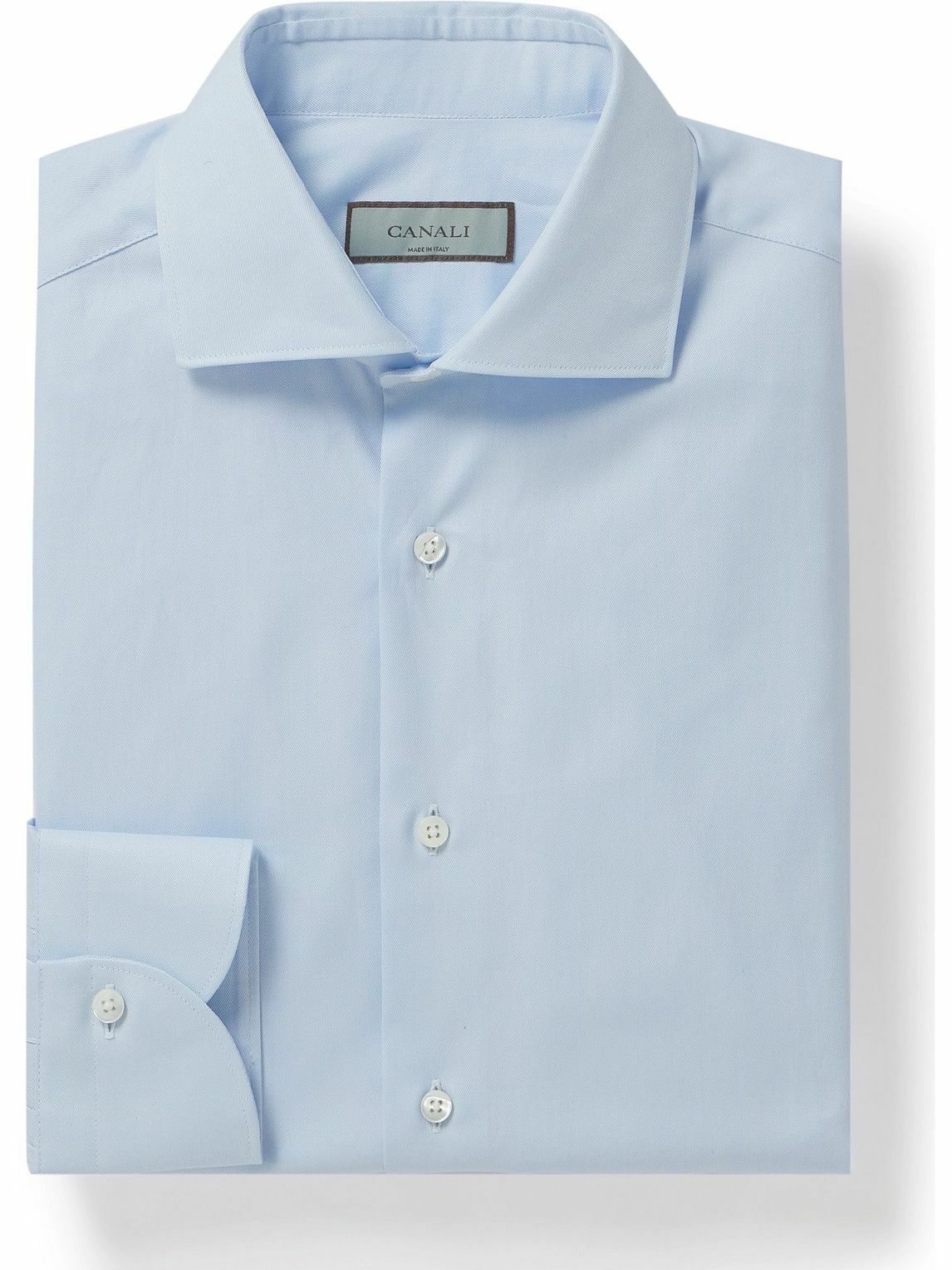 Canali - Cutaway-Collar Cotton-Twill Shirt - Blue Canali