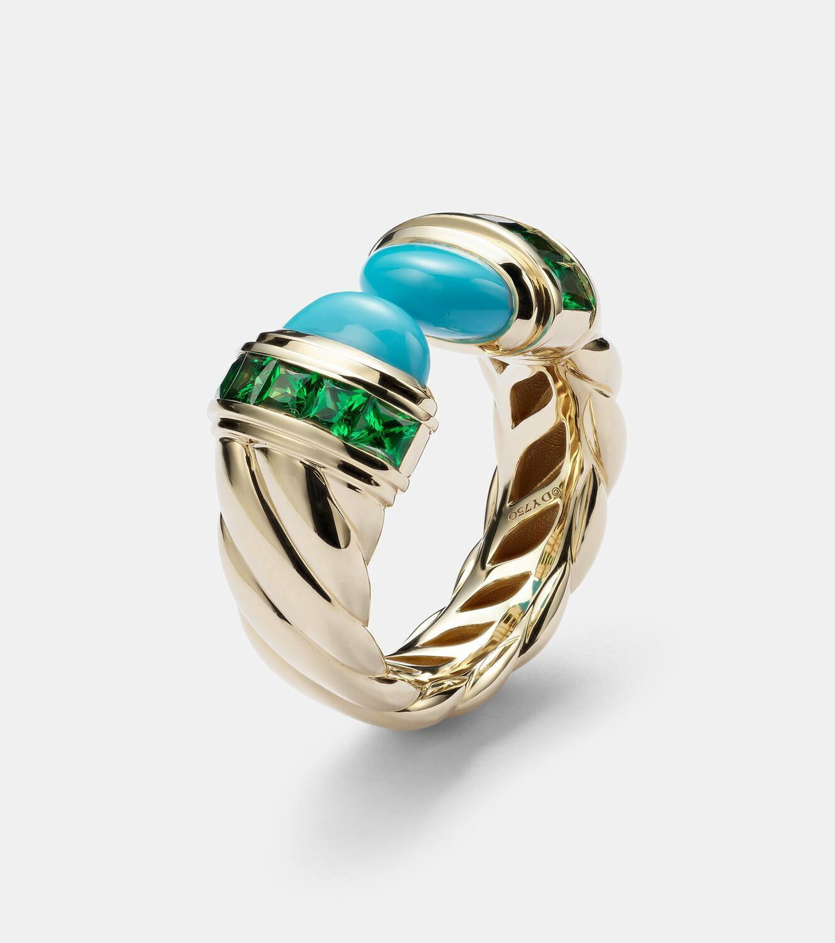 David Yurman Sculpted Cable 18kt gold ring with turquoise David Yurman