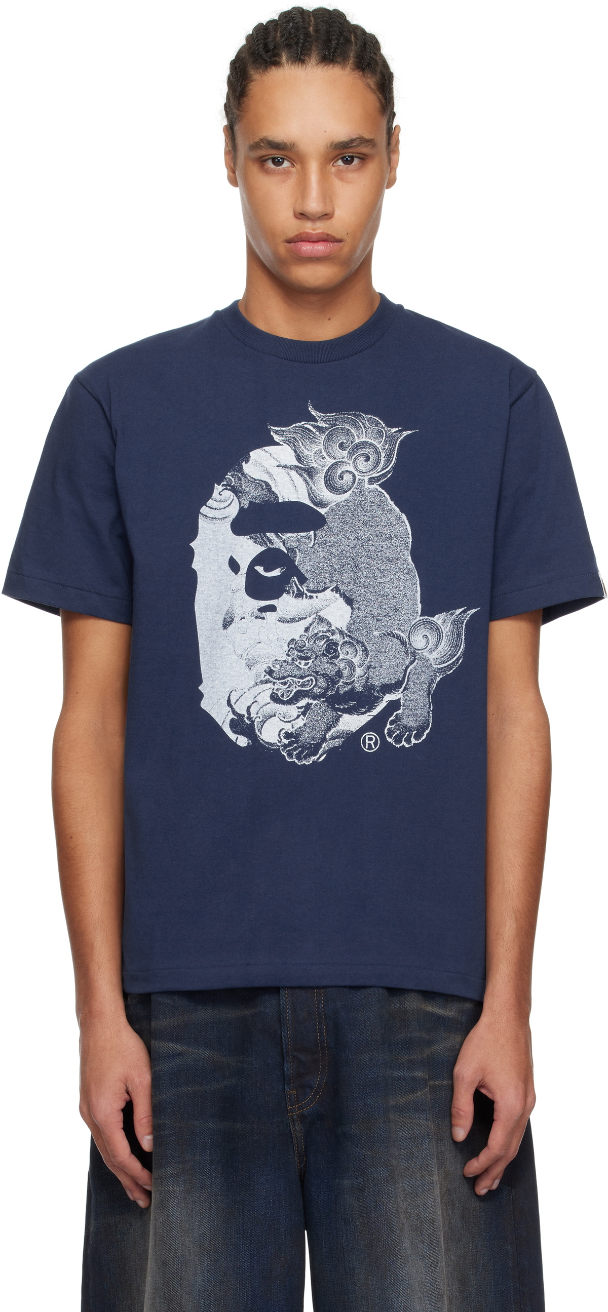 BAPE Navy Japanese Tattoo Big Ape Head T-shirt A Bathing Ape