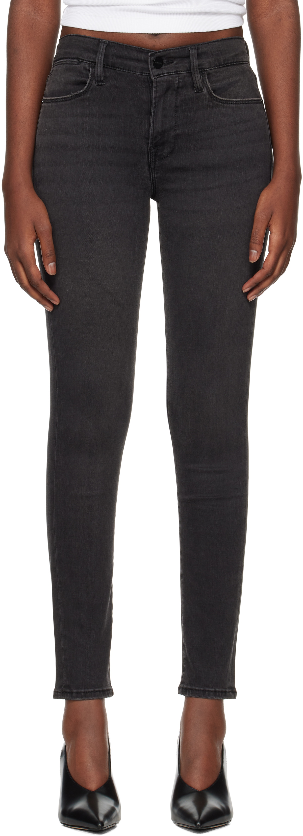 FRAME Black 'Le High Skinny' Jeans Frame Denim