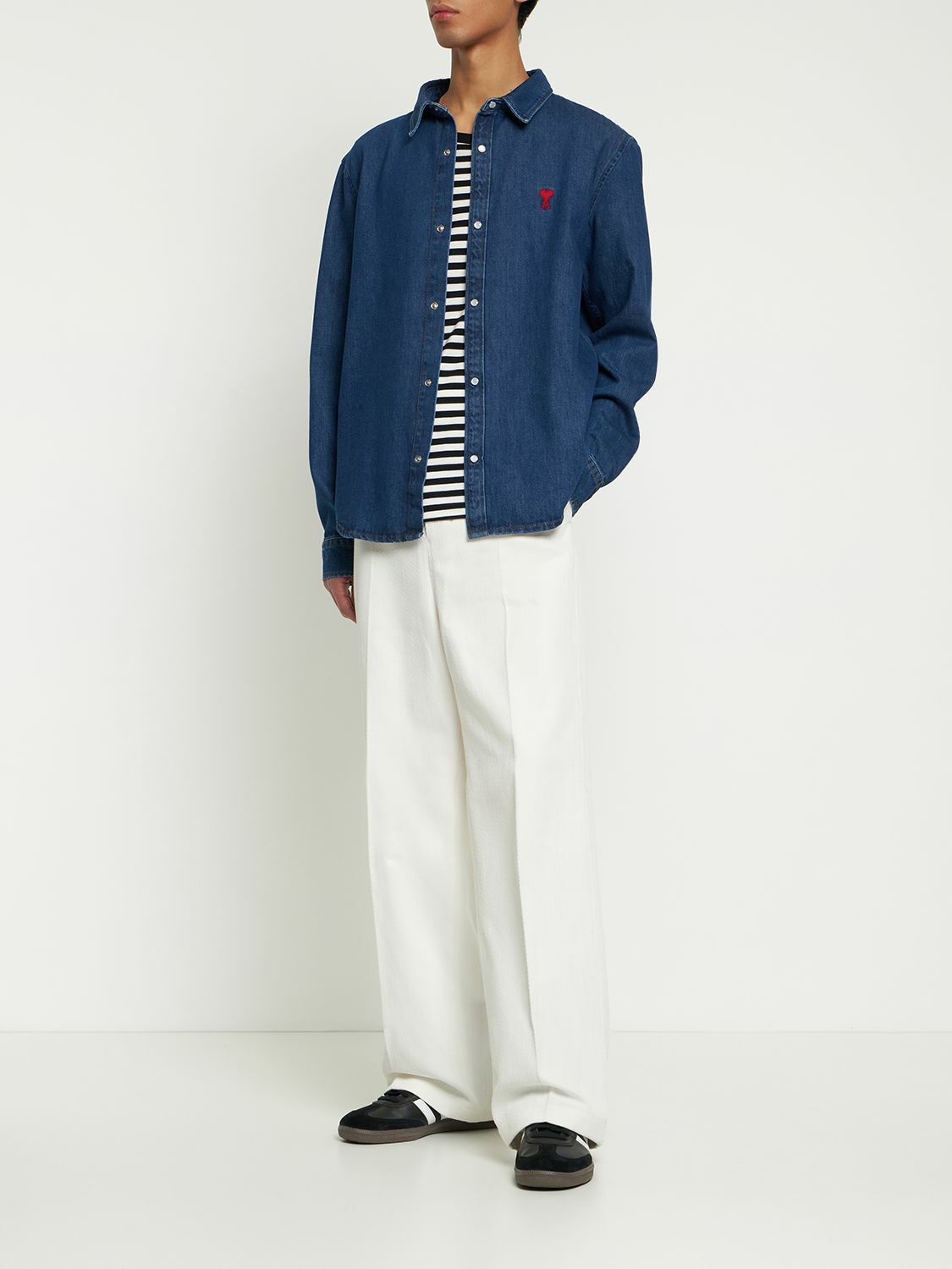 AMI PARIS Washed Indigo Denim Shirt AMI