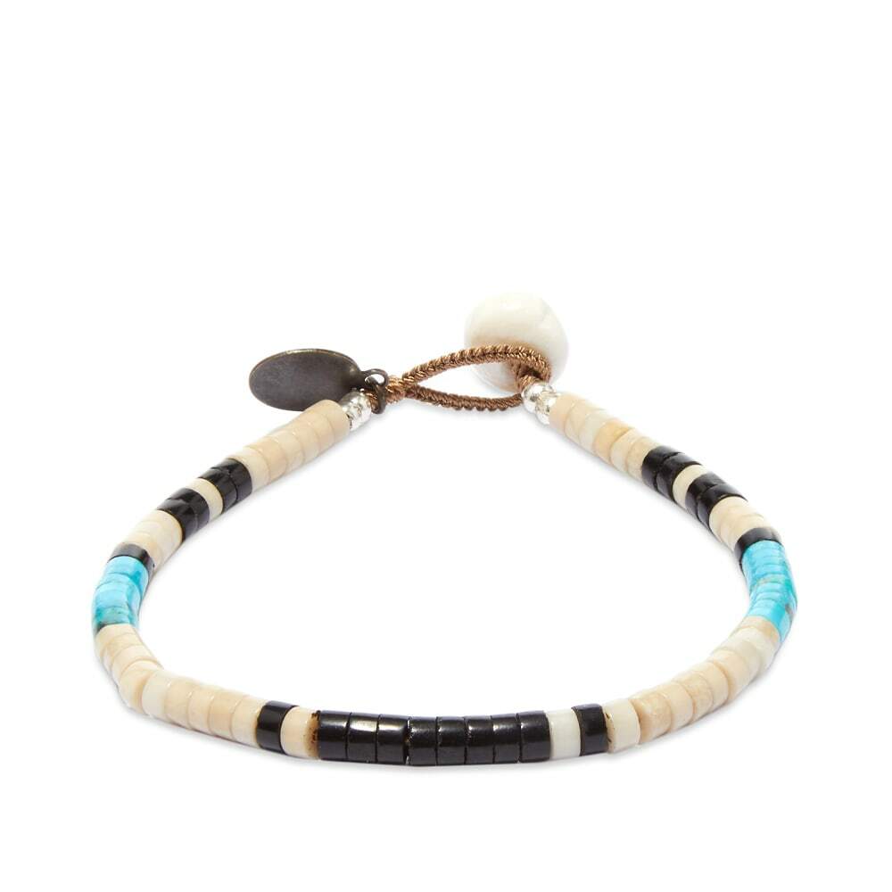 Mikia Men's Heishi Bracelet in Fossil Jasper/Turquoise Mikia