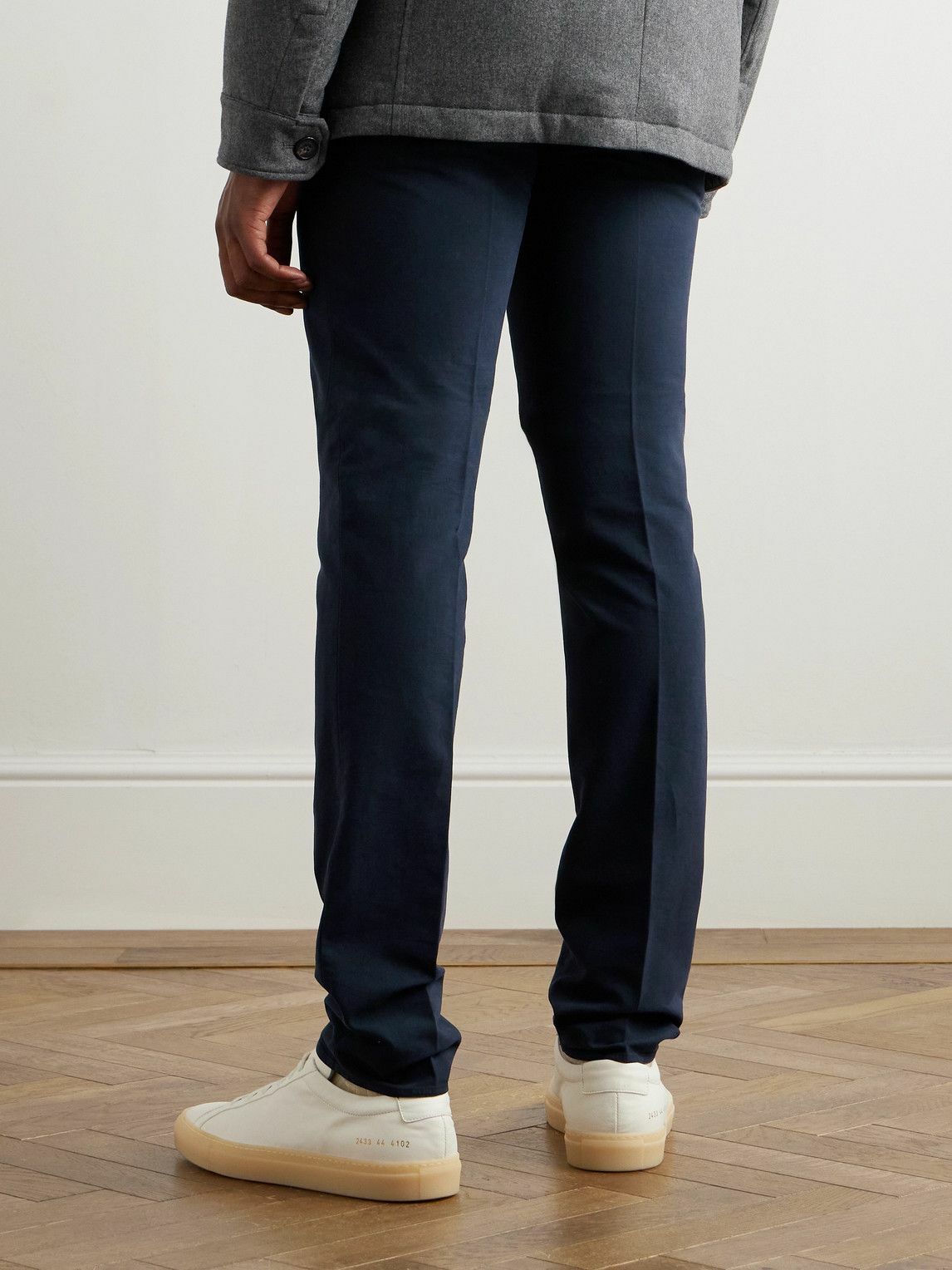 Incotex - Slim-Fit Straight-Leg Stretch-Cotton Trousers - Blue Incotex