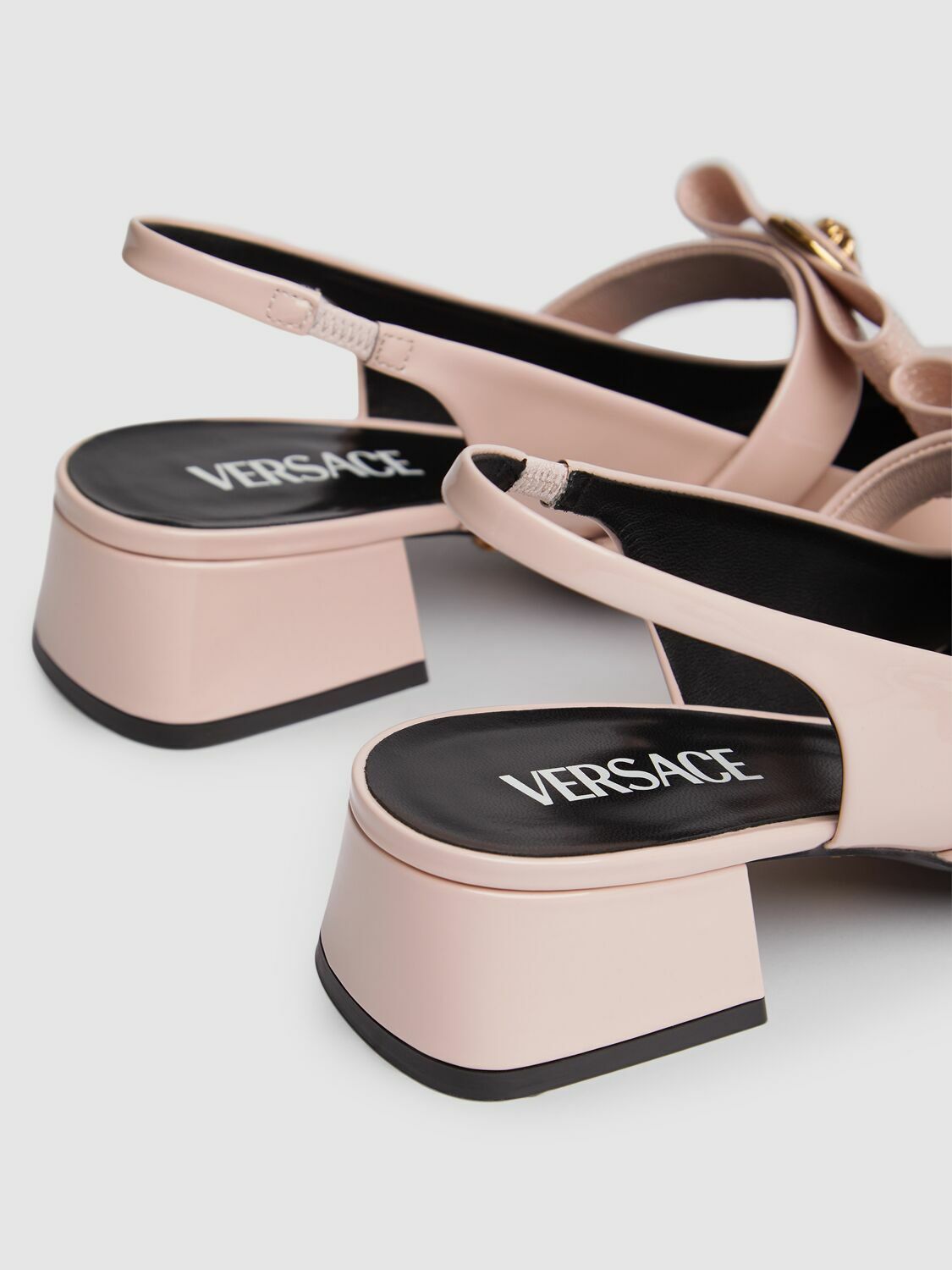 VERSACE 35mm Gianni Ribbon Patent Sling Backs Versace