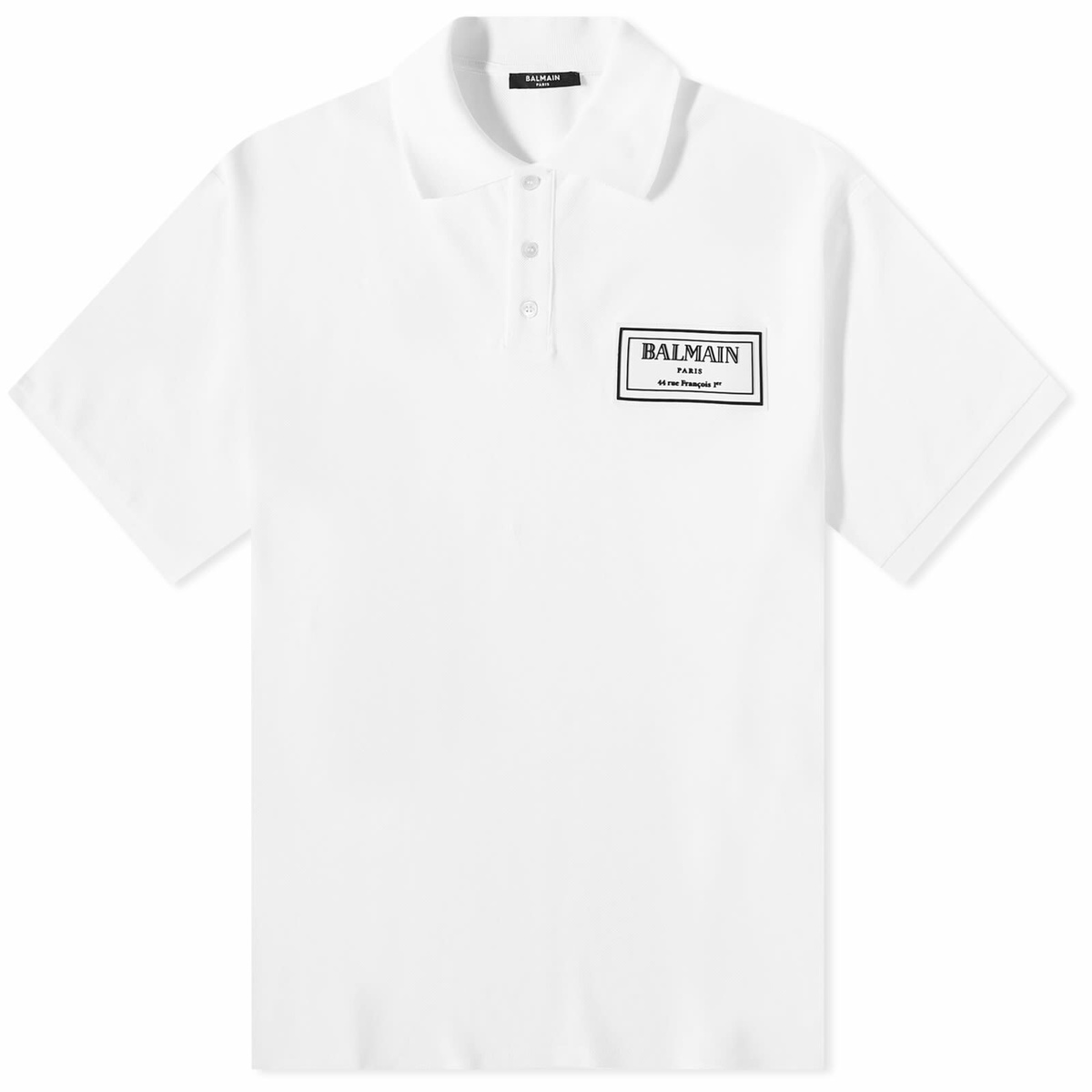 Balmain x Evian Pique Polo Shirt in White Balmain