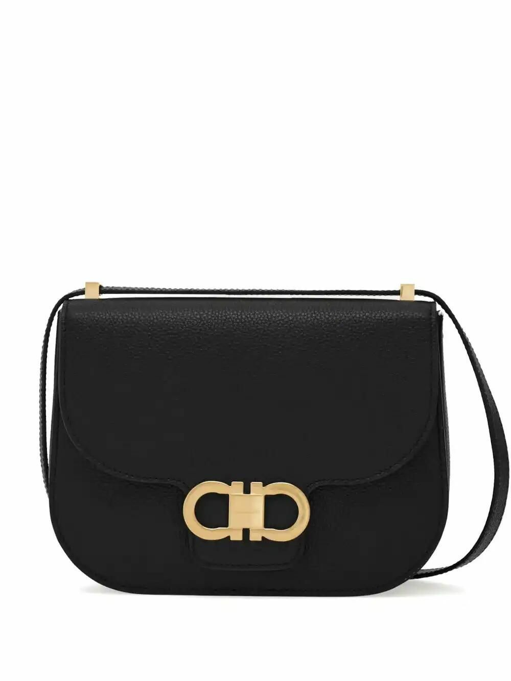 Ferragamo Black Double Gancini Cross Body Bag Salvatore Ferragamo