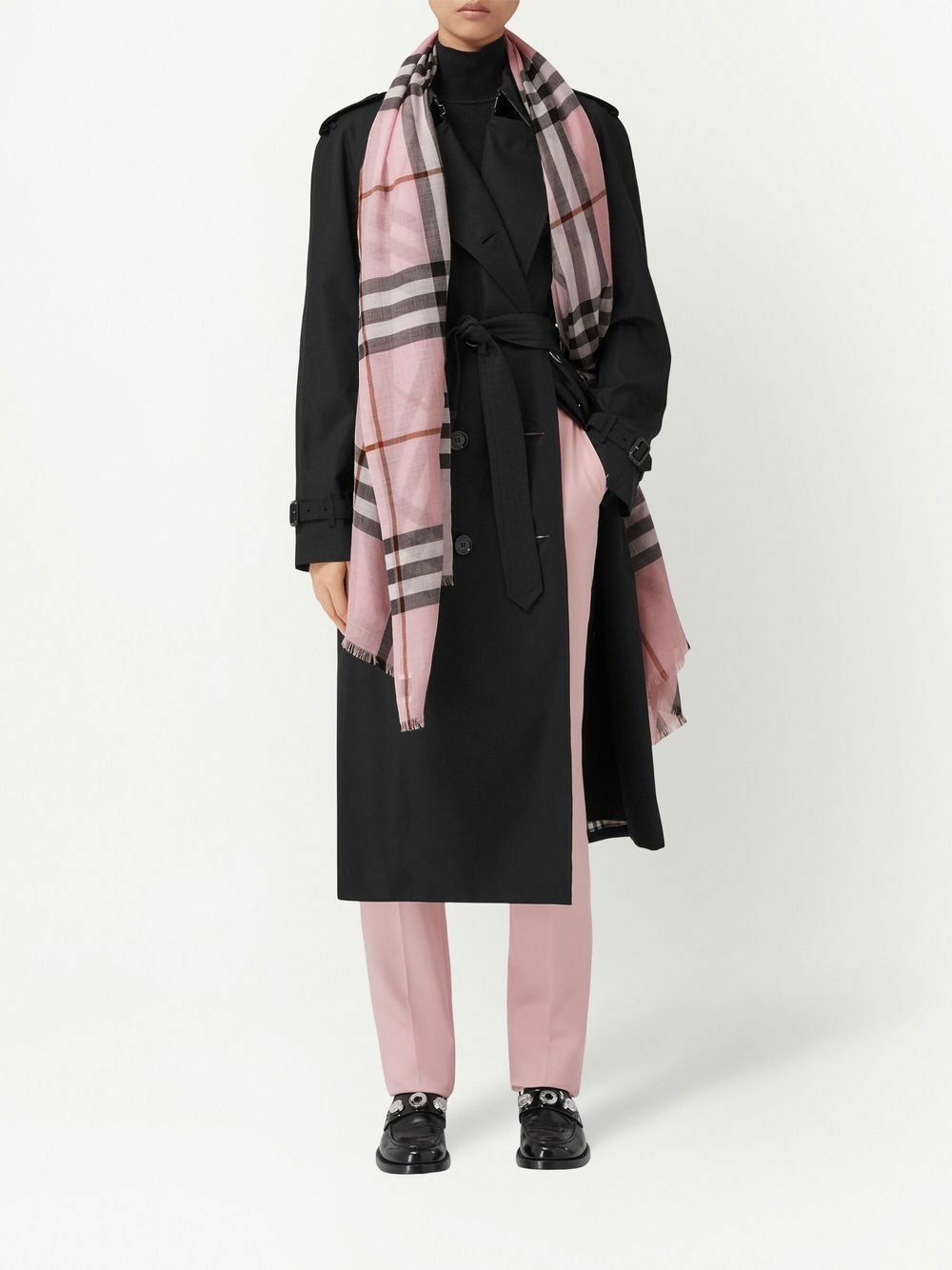 BURBERRY - Giant Check Wool And Silk Blend Scarf Burberry