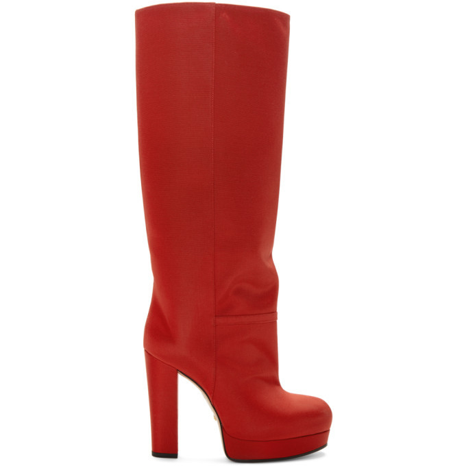 Gucci Red Britney Platform Boots Gucci