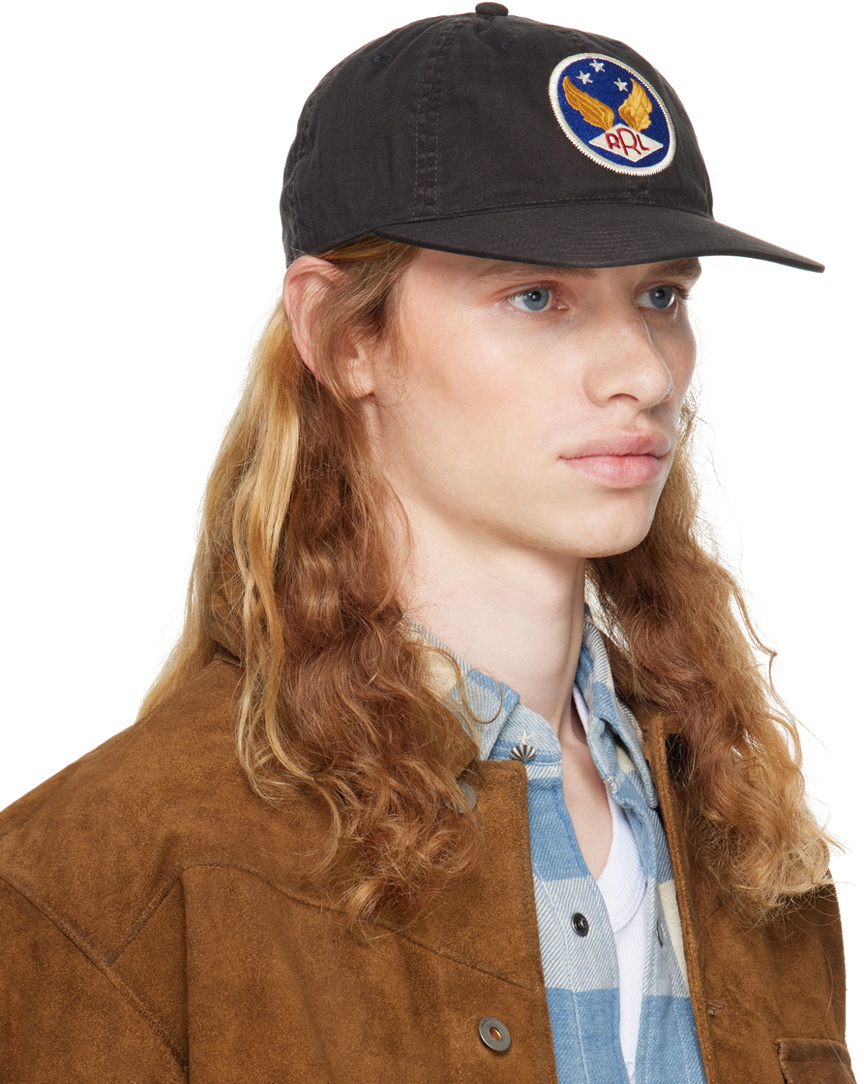 RRL Black Winged-Logo Twill Ball Cap RRL