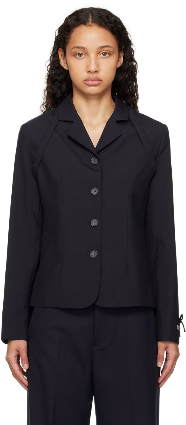 Sandy Liang Navy Biscuit Blazer Sandy Liang