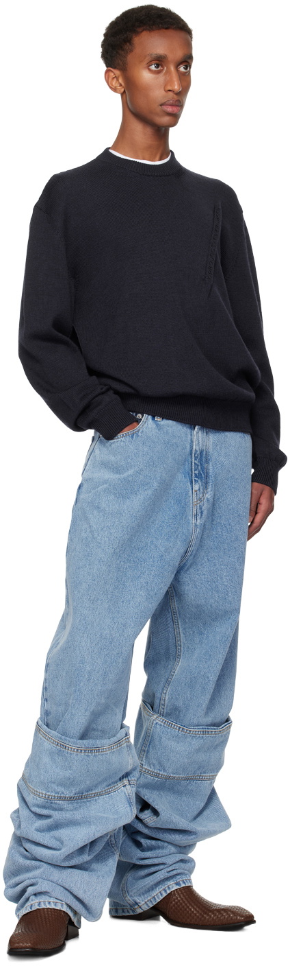 Y/Project Navy Pinched Logo Sweater Y/Project