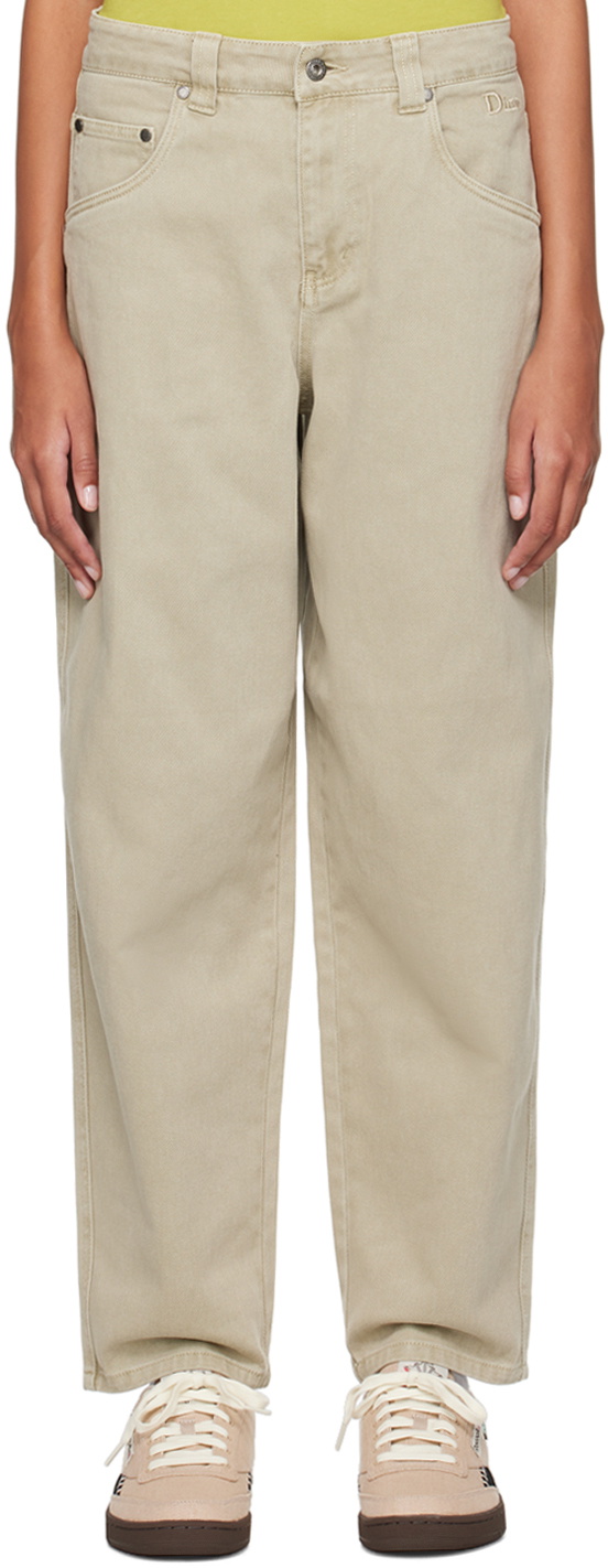Dime Khaki Embroidered Jeans Dime