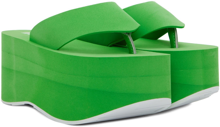 MSGM Green Rubber Platform Sandals MSGM