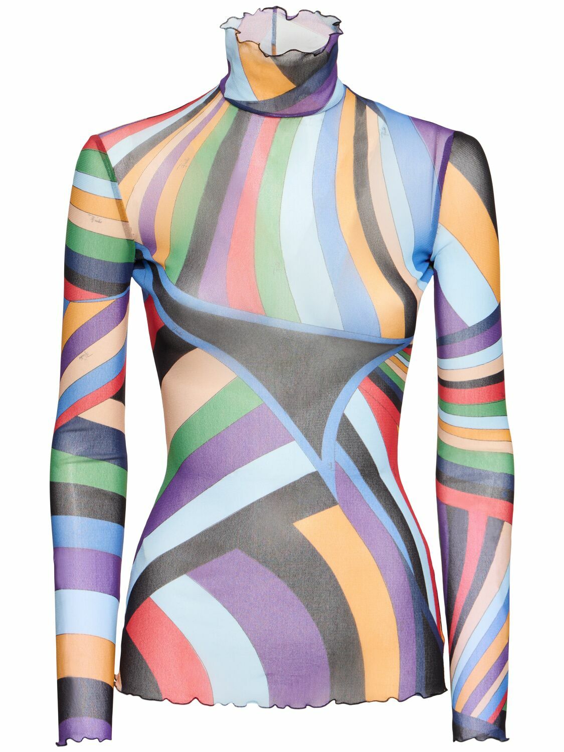 PUCCI Printed Sheer Long Sleeve Top Emilio Pucci