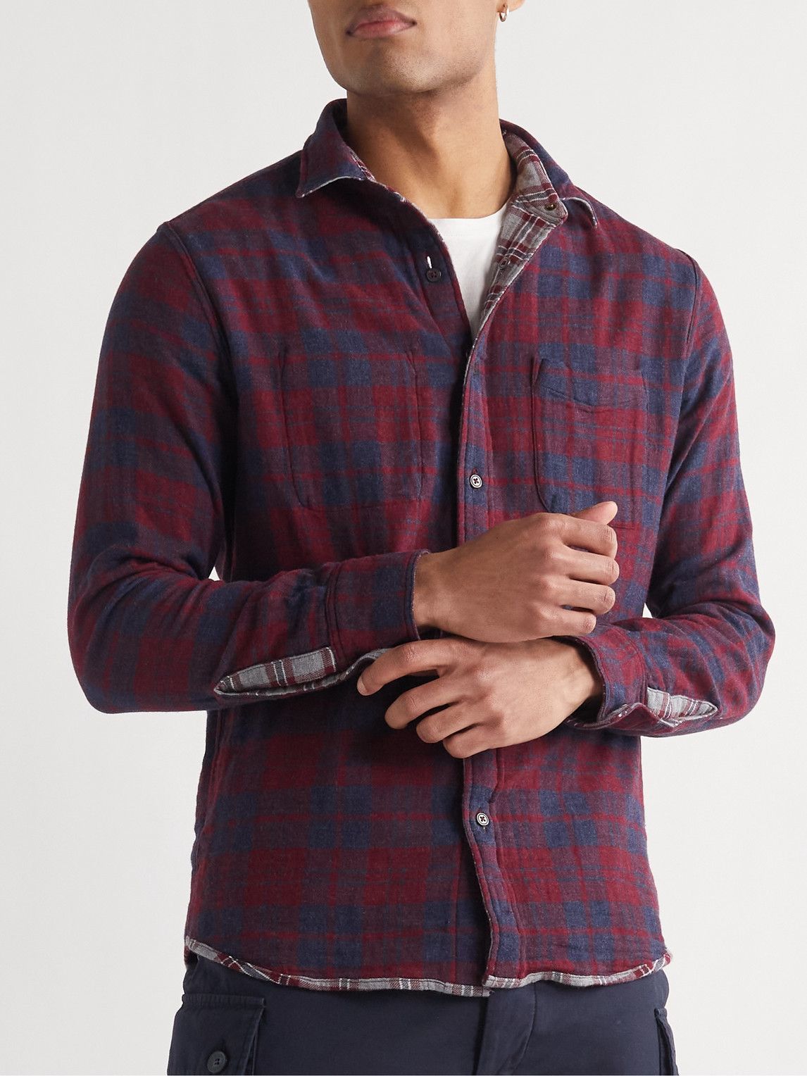 Faherty - Legend Reversible Checked Organic Cotton-Flannel Shirt - Red ...