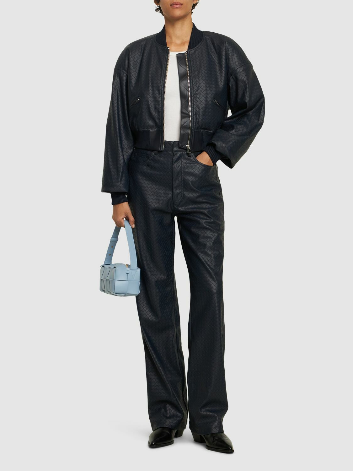 ROTATE Straight Braided Faux Leather Pants ROTATE Birger Christensen
