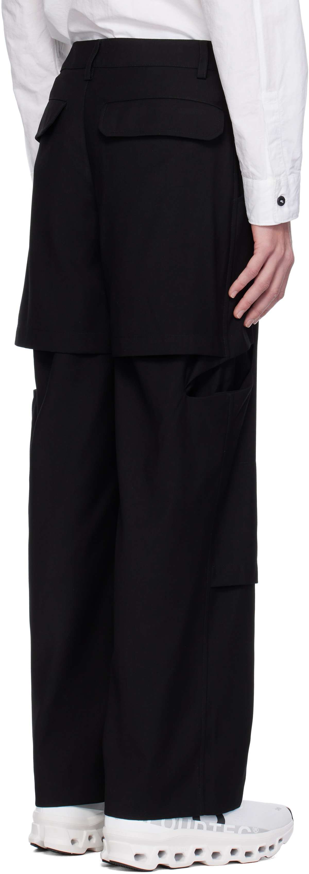 J EONGL I Black Overlap Cargo Pants