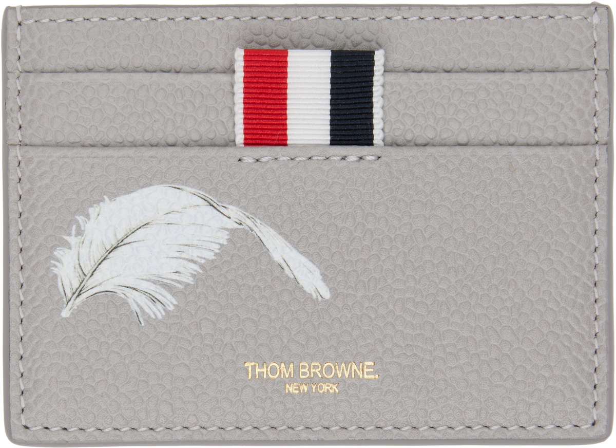 Thom Browne Gray Single Feather 3D Print Card Holder Thom Browne