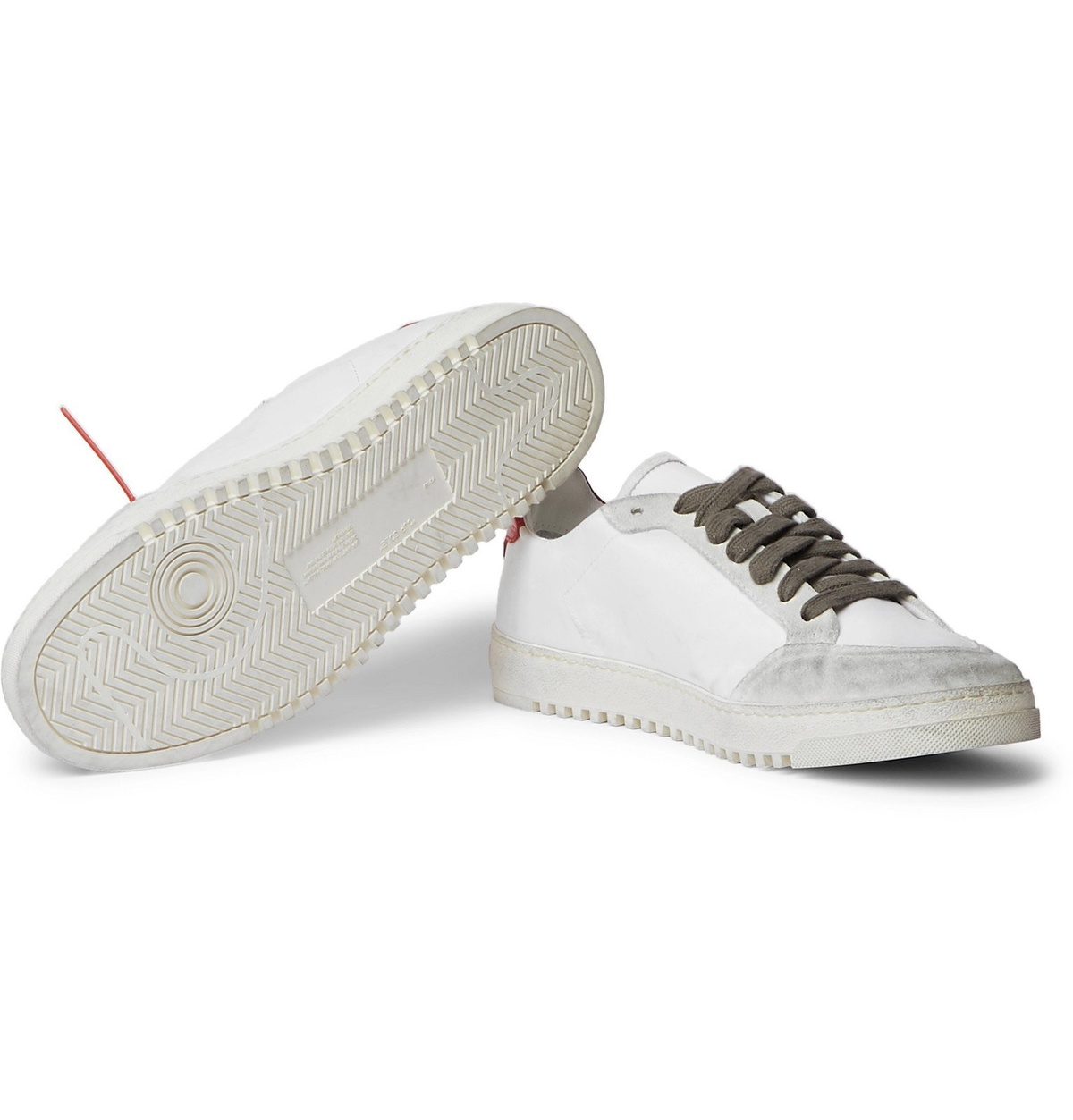 Off-White - 2.0 Distressed Suede and Leather-Trimmed Canvas Sneakers ...