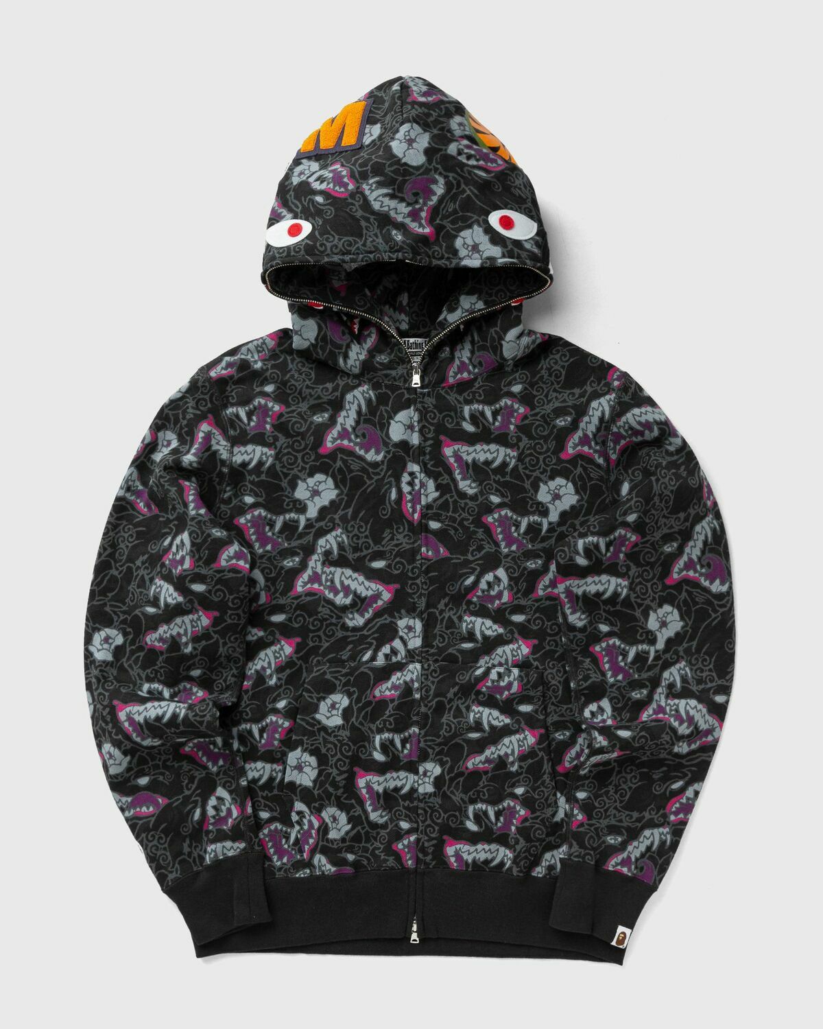 A Bathing Ape JAPANESE TATTOO CAMO SHARK FZ HOODIE Black Mens Hoody A ...