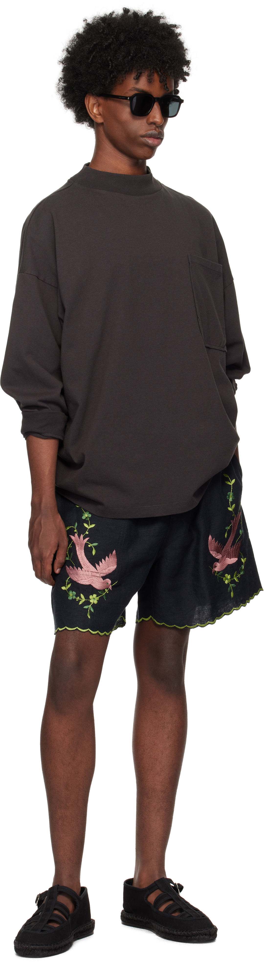 Bode Black Barry Mockneck T-shirt Bode