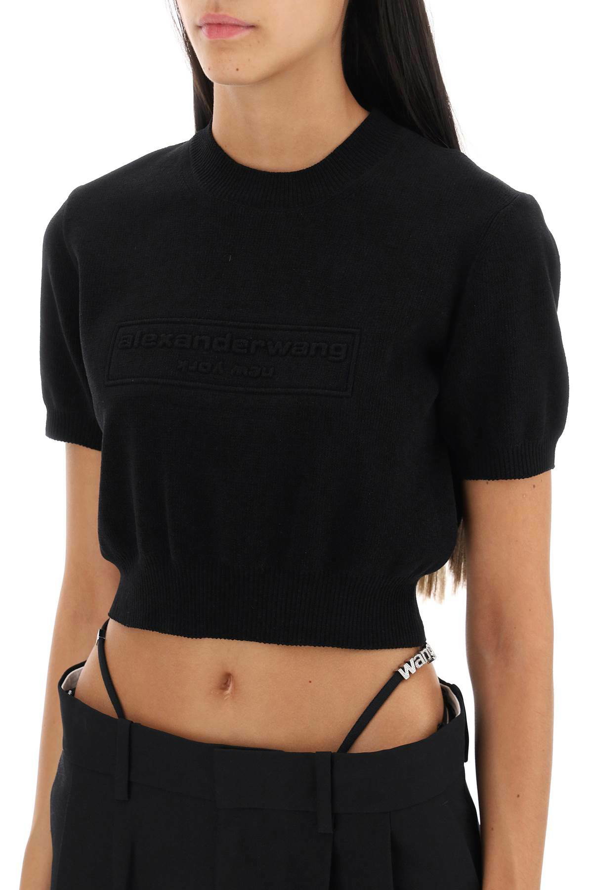 ALEXANDER WANG logo embossed crop top Black Alexander Wang