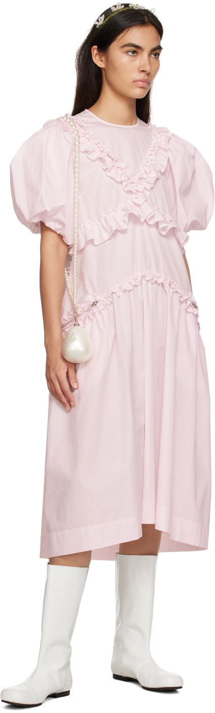 Simone Rocha Pink Ruffle Midi Dress Simone Rocha