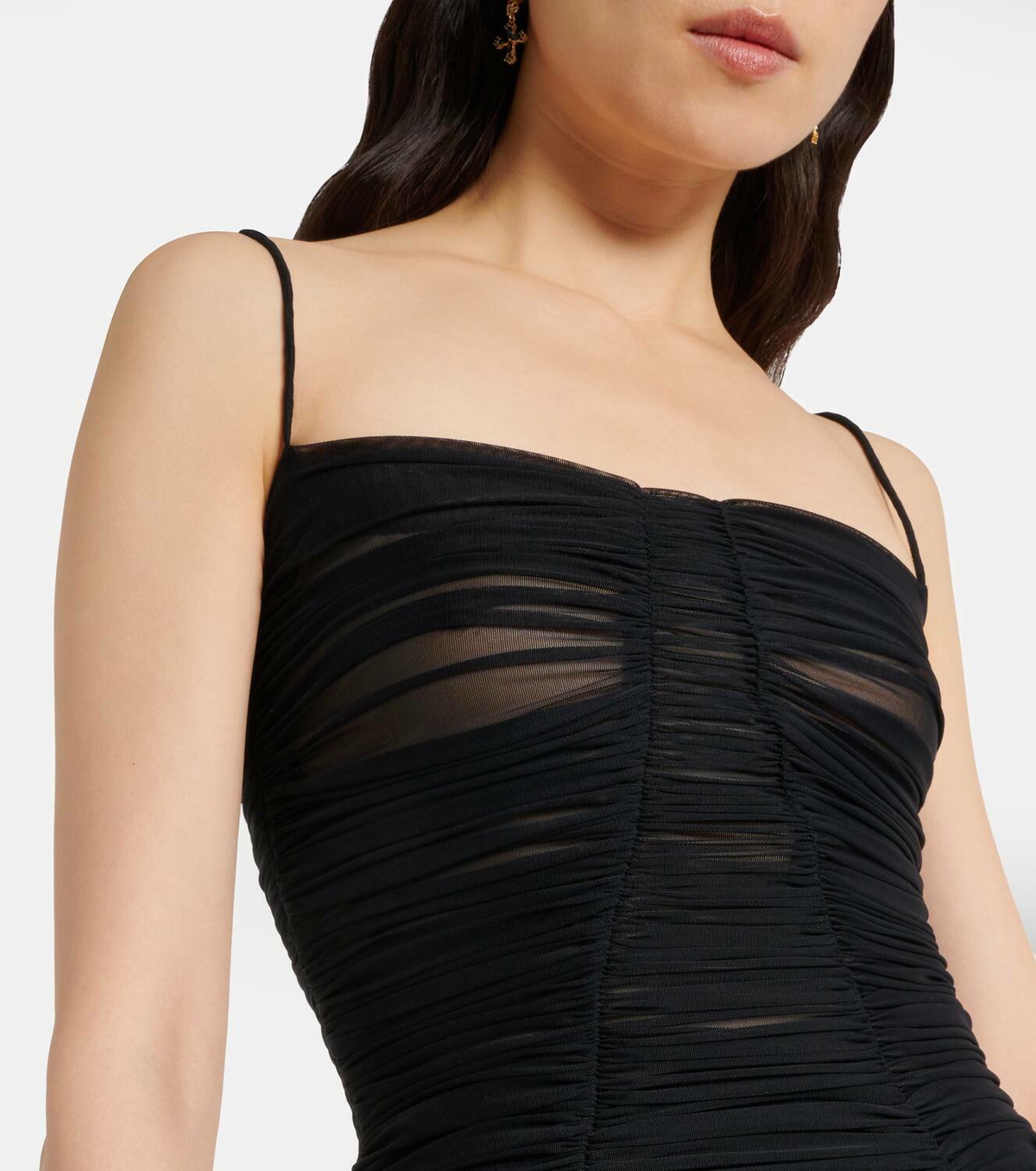Dolce&Gabbana Sheer draped tulle midi dress Dolce & Gabbana