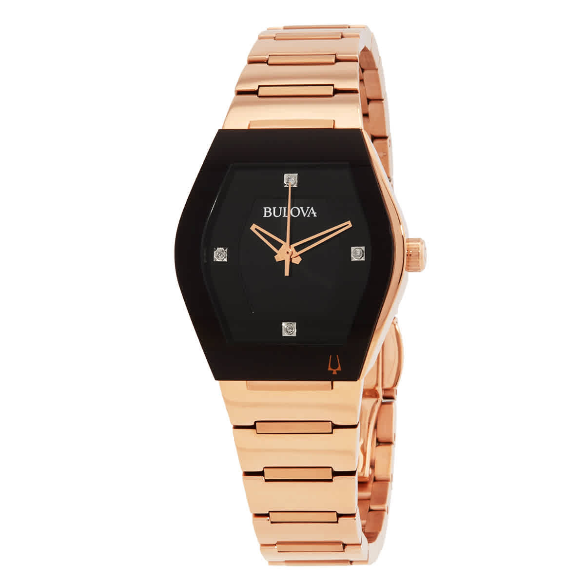 Bulova Gemini Quartz Diamond Black Dial Ladies Watch 97P158 Bulova