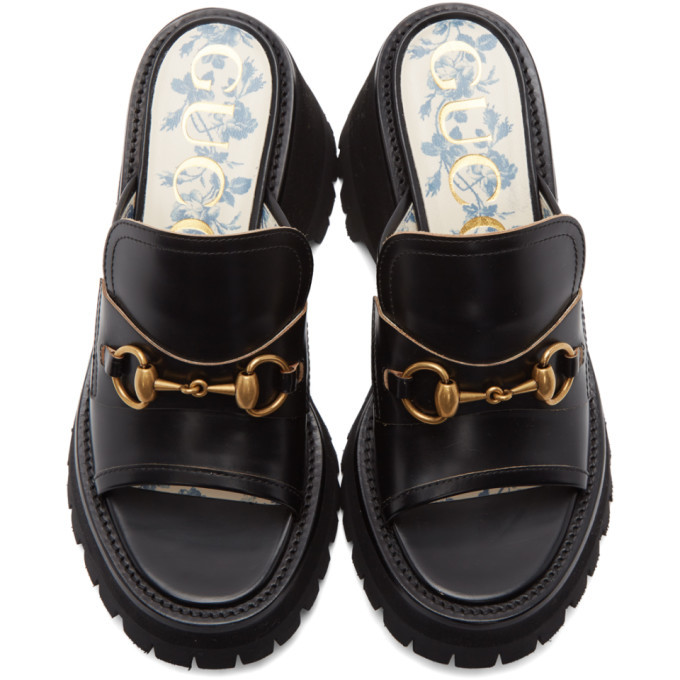 Gucci Black Horsebit Platform Mules Gucci