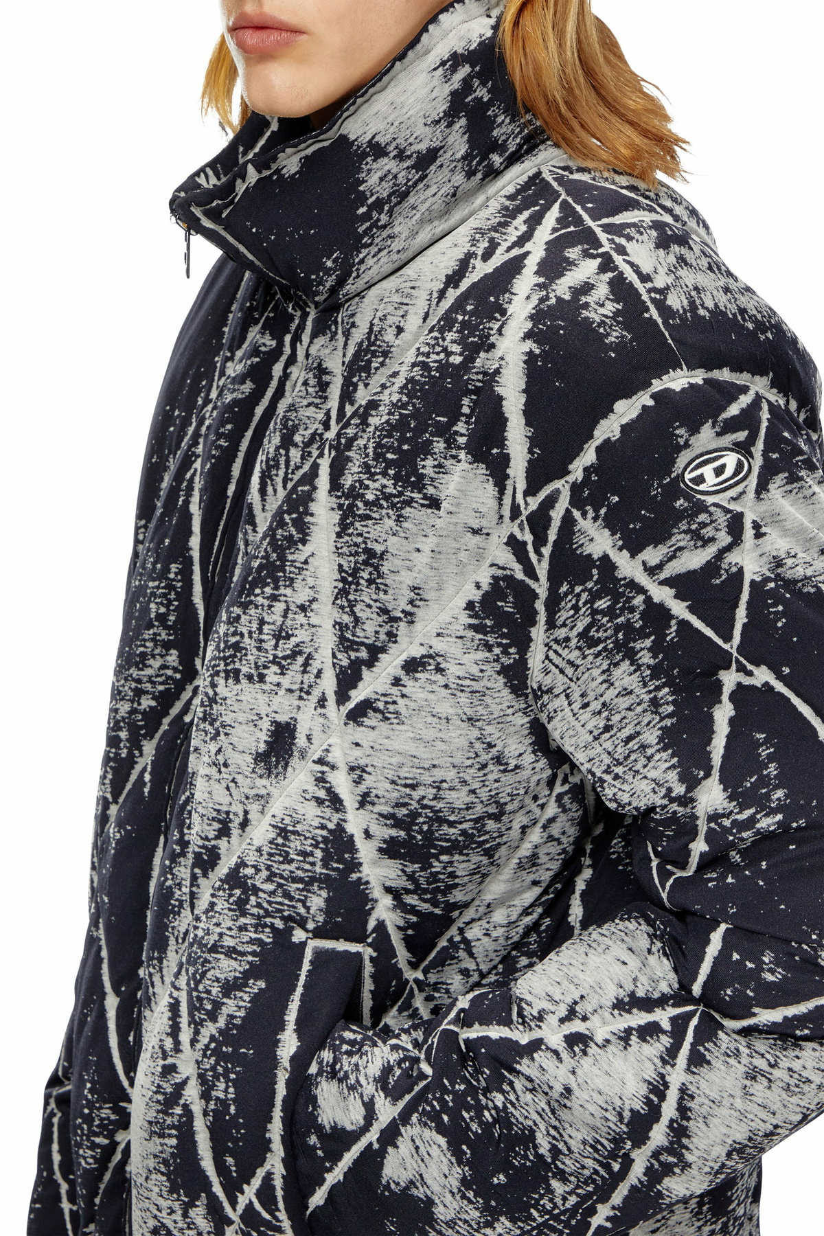 Diesel Puffer jacket in burn-out jersey - Winter Jackets Mens in Black ...