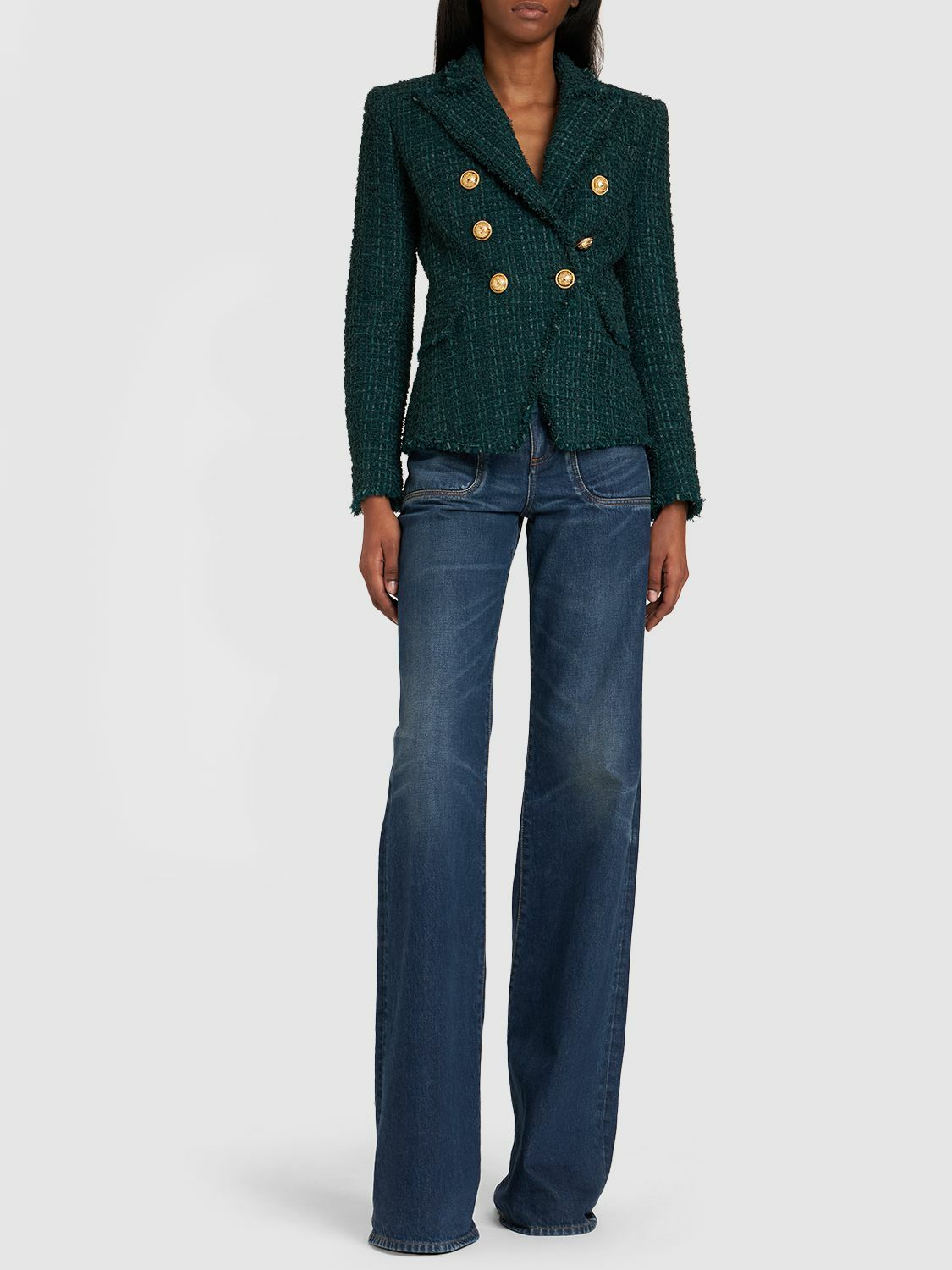 BALMAIN - Double Breasted Tweed Jacket Balmain