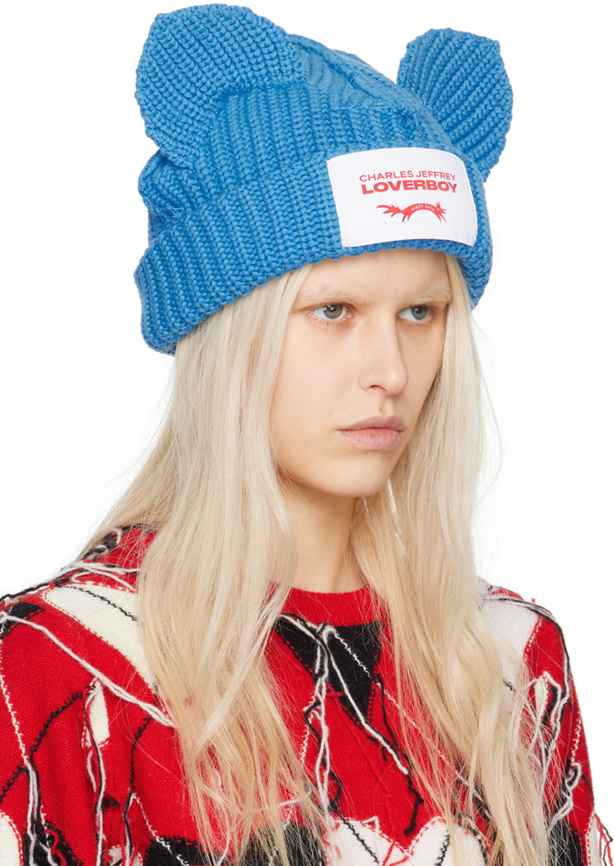 Charles Jeffrey LOVERBOY Blue Chunky Ears Beanie Charles Jeffrey Loverboy