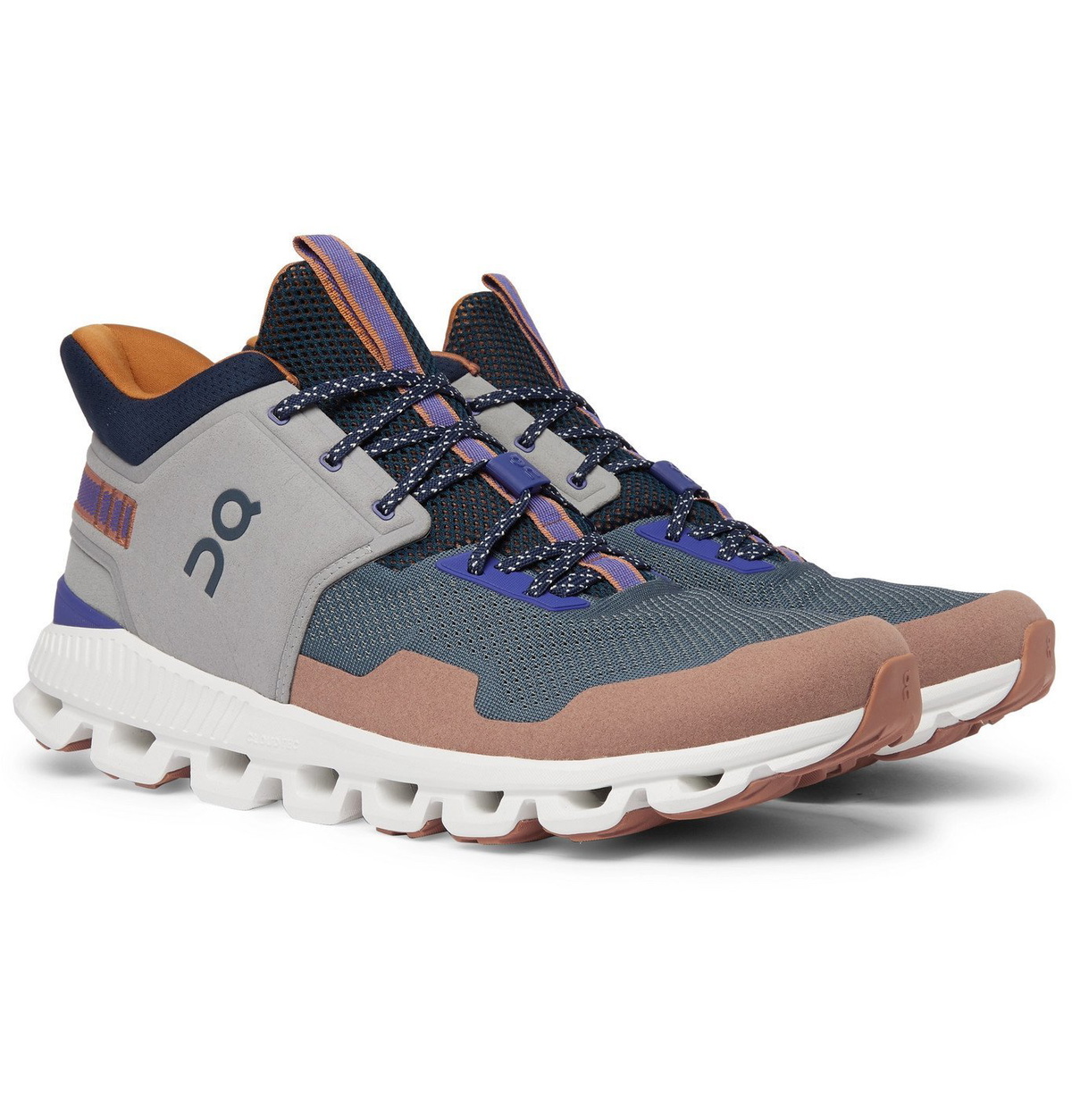 On - Cloud Hi Edge Mesh and Faux Suede Sneakers - Blue On