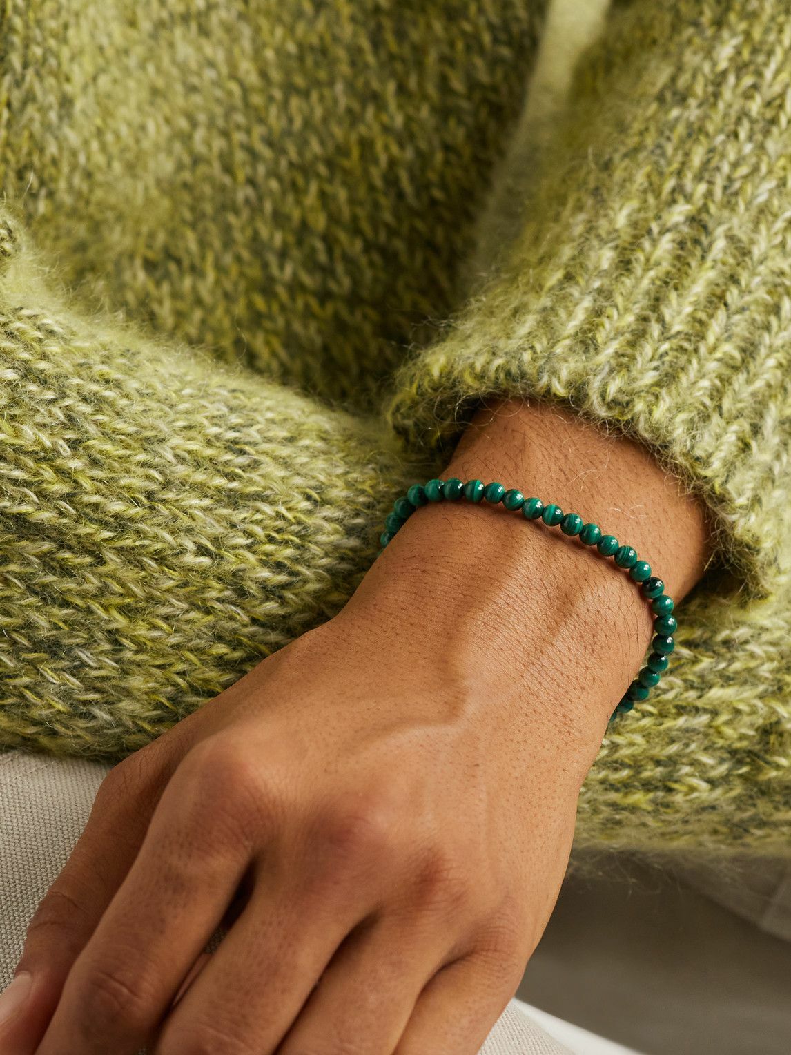 Mateo - Gold Malachite Beaded Bracelet Mateo
