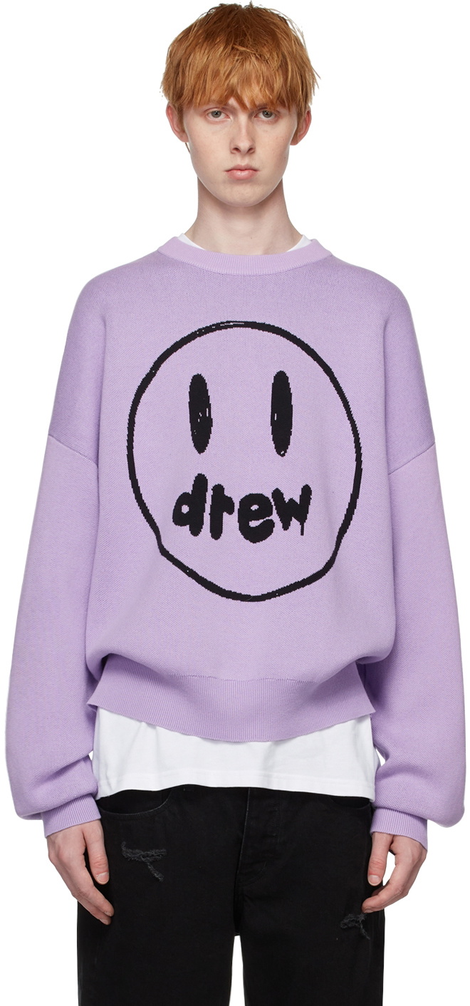 drew house SSENSE Exclusive Purple Painted Mascot Sweater drew house