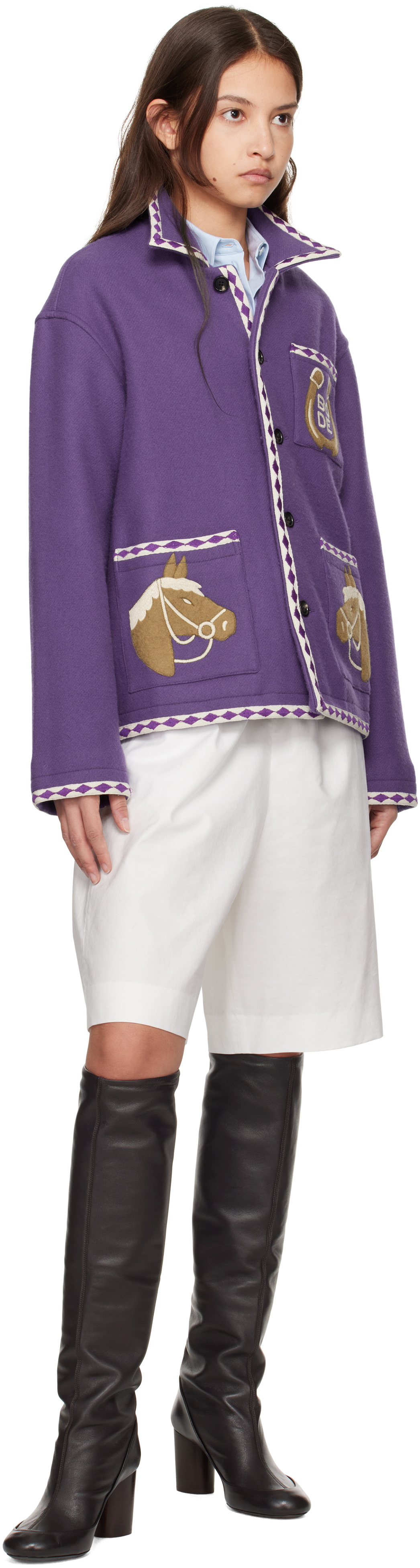 Bode Purple Bronco Appliqué Jacket Bode