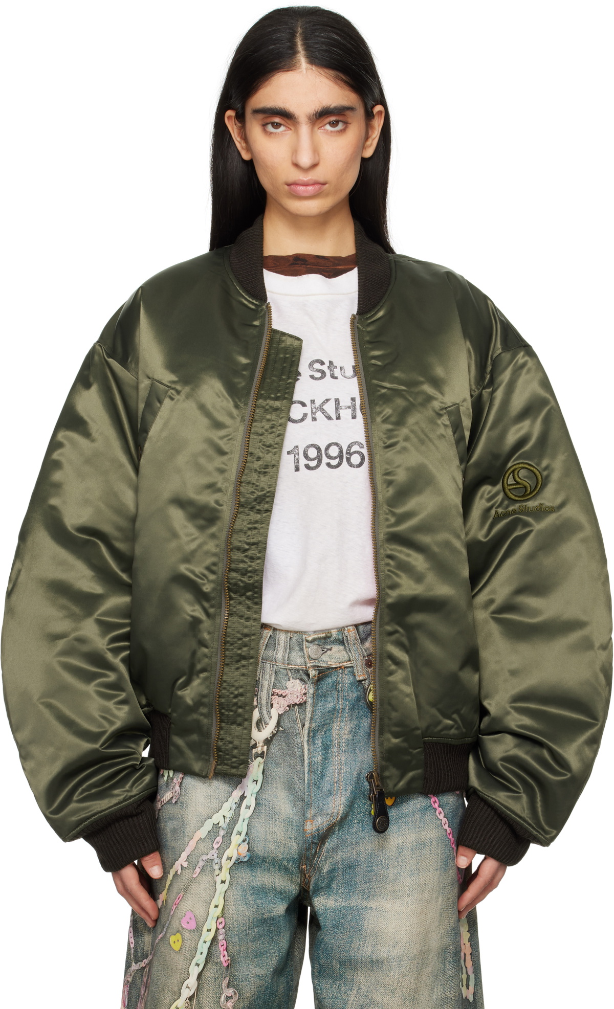 Acne Studios Green Logogram Bomber Jacket Acne Studios