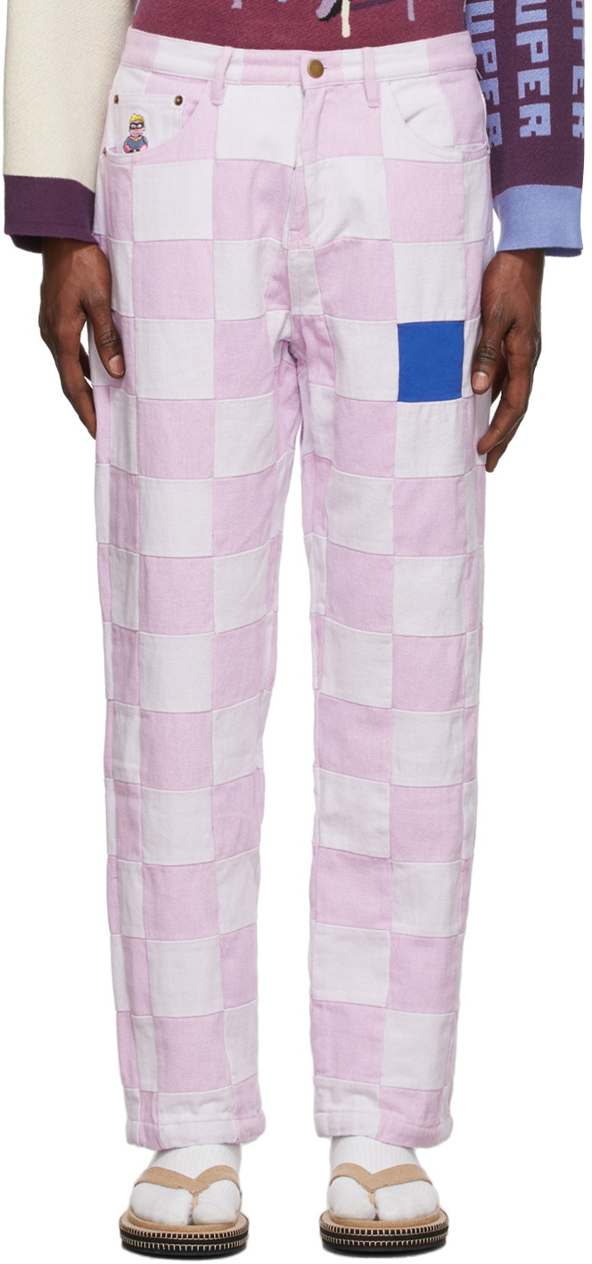 Kid Super Pink Check Trousers