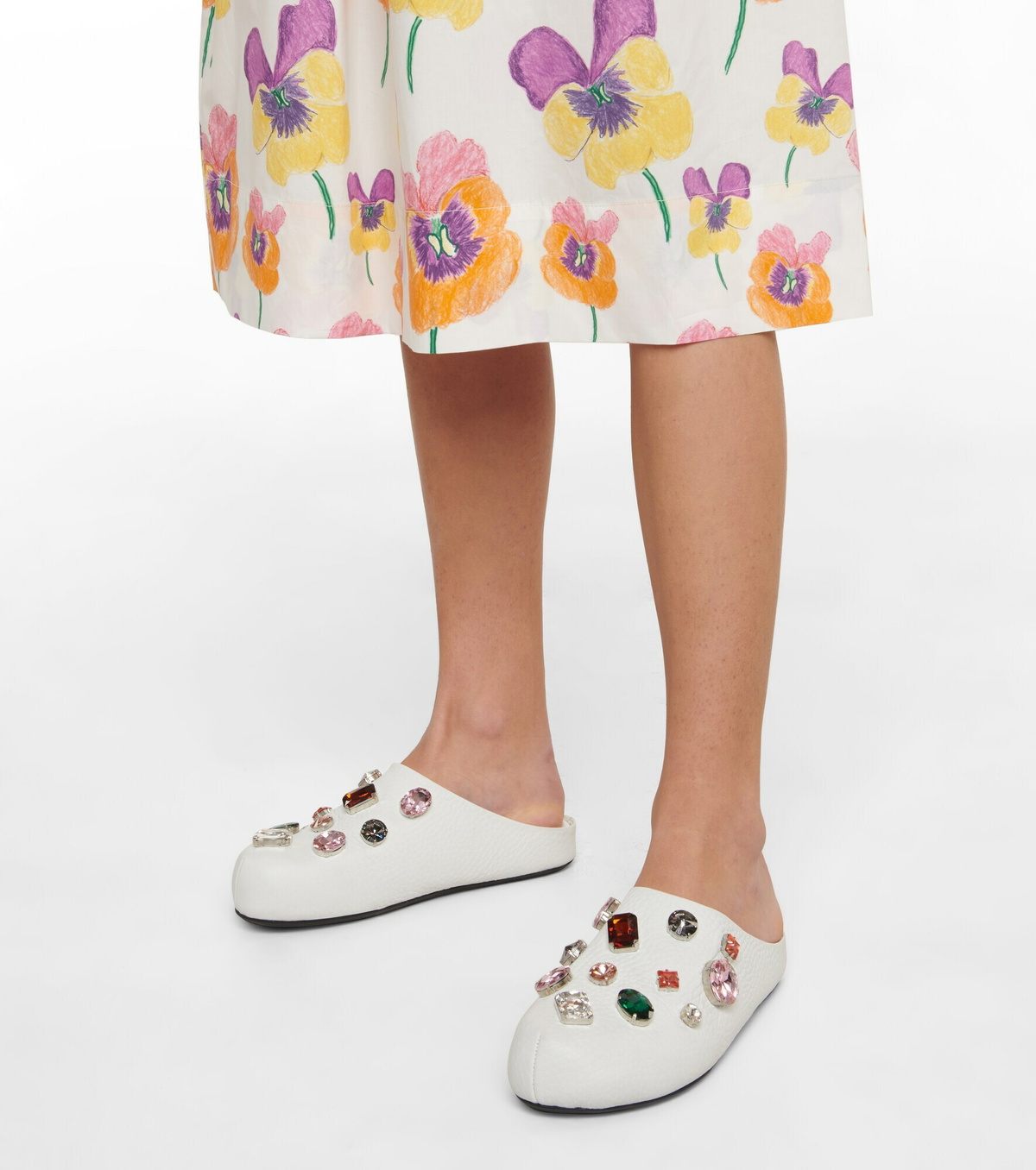 Marni - Sabot embellished leather slippers Marni