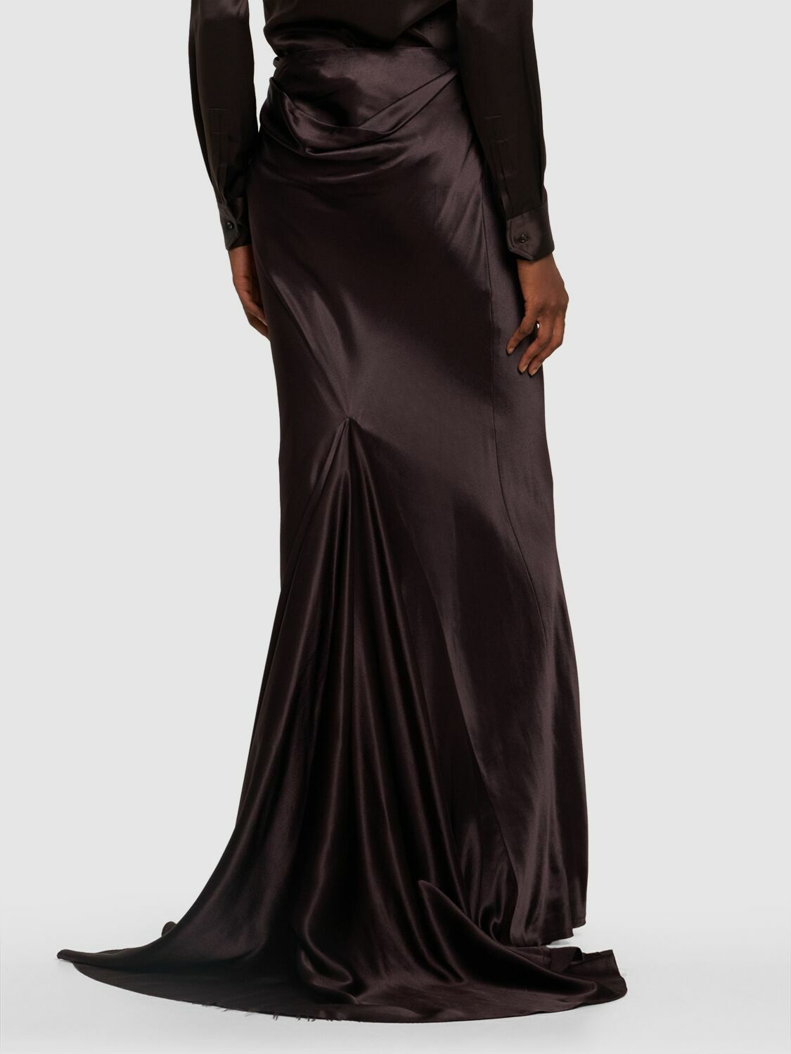 ANN DEMEULEMEESTER - Madeleen Draped Satin Flared Long Skirt Ann ...