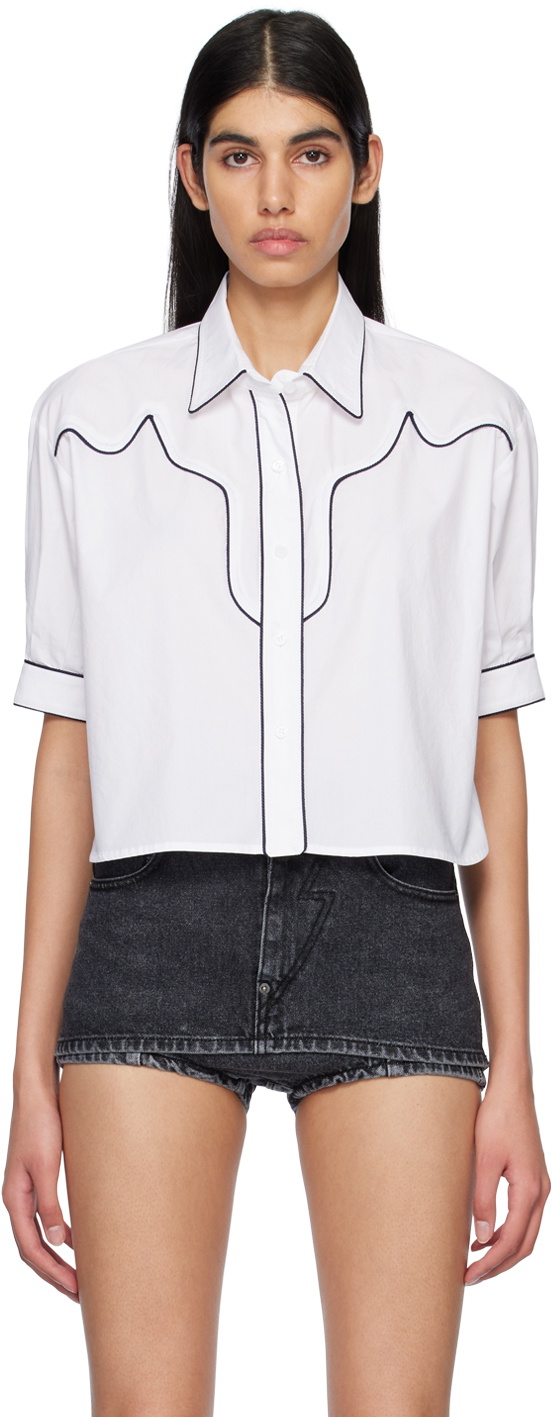 Pushbutton White Western Crop Shirt Pushbutton