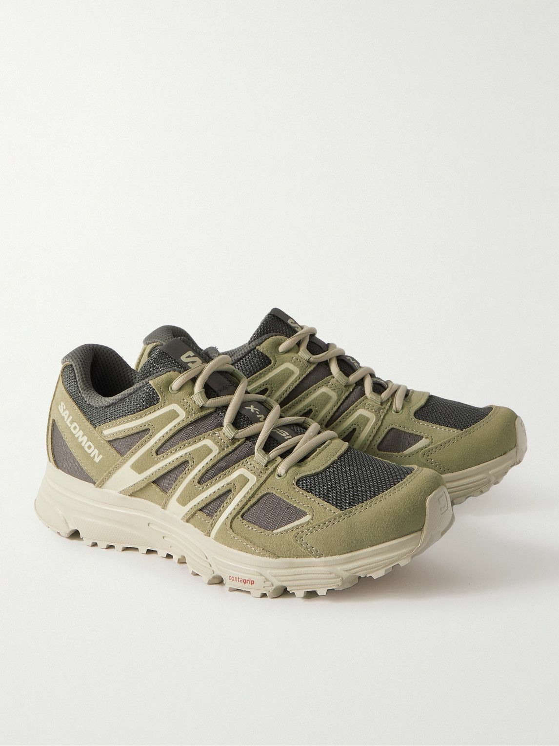 Salomon - X-Mission 4 Suede, Ripstop and Mesh Running Sneakers - Green ...