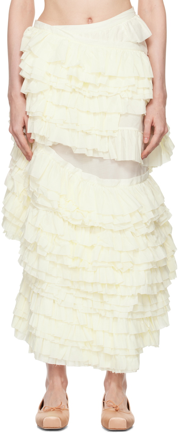 Yuhan Wang Off-White Ruffled Skirt Yuhan Wang