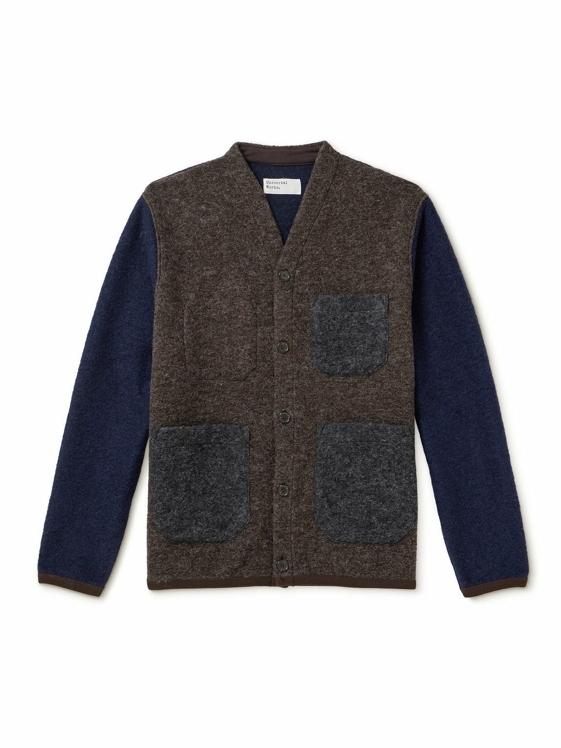 Universal Works - Colour-Block Wool-Blend Fleece Cardigan - Brown ...