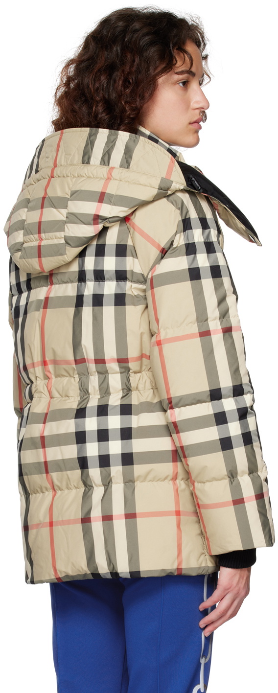 Burberry Beige Check Down Jacket Burberry