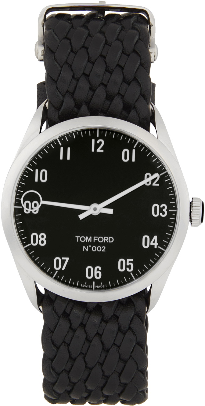 TOM FORD Silver & Black Leather 002 Watch TOM FORD