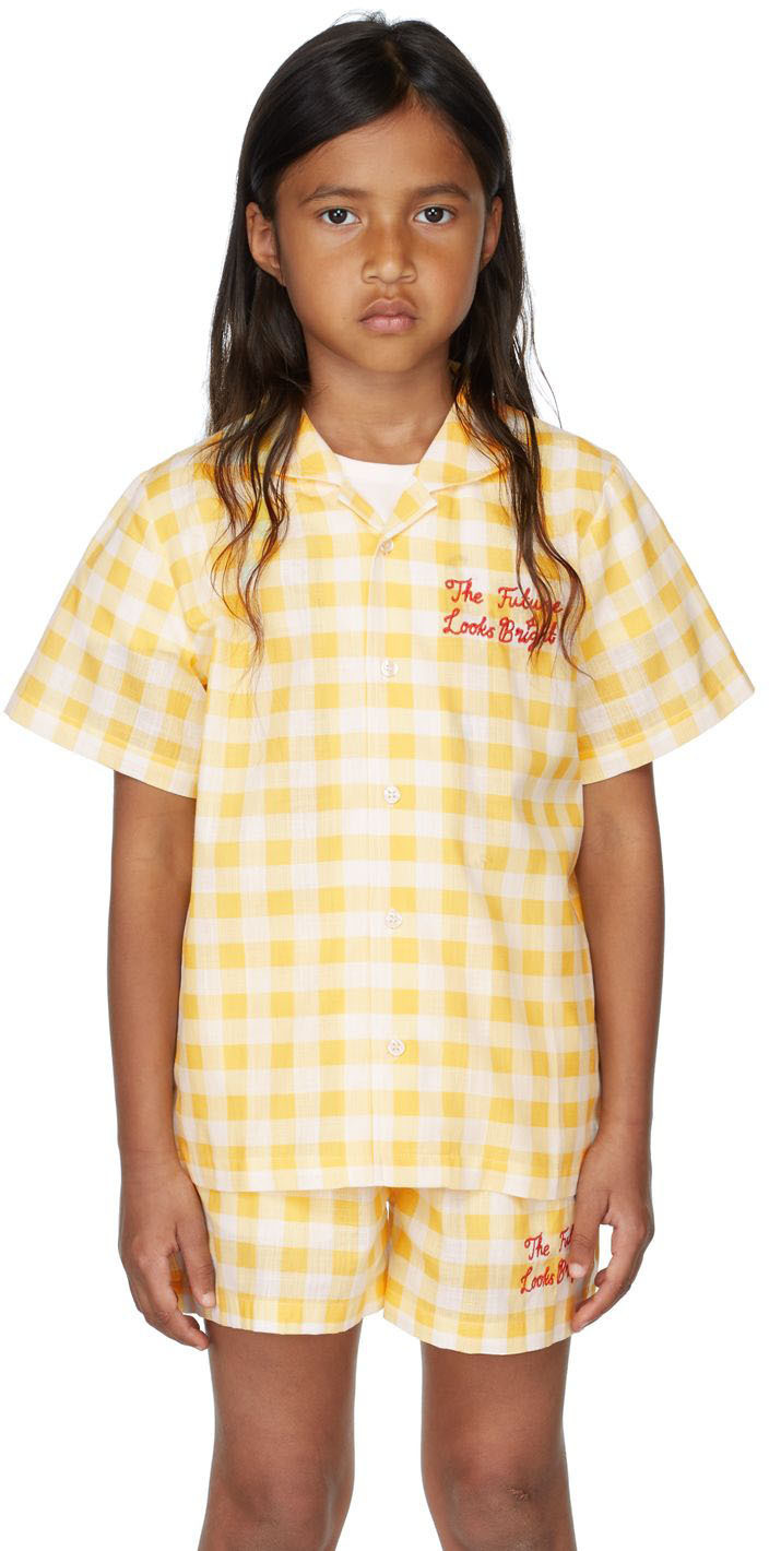 Mini Rodini Kids Yellow Gingham Check Shirt Mini Rodini
