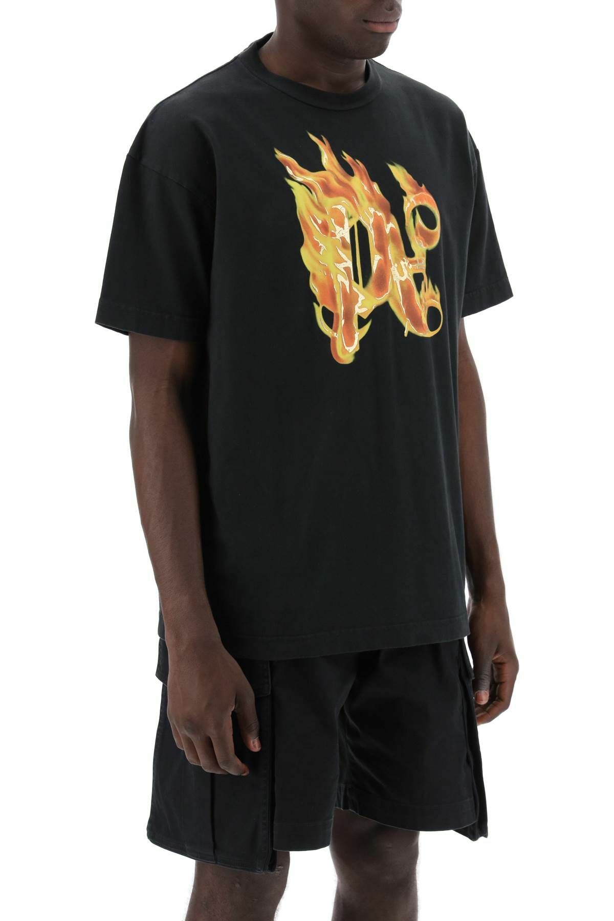 PALM ANGELS "burning monogram t Black Palm Angels