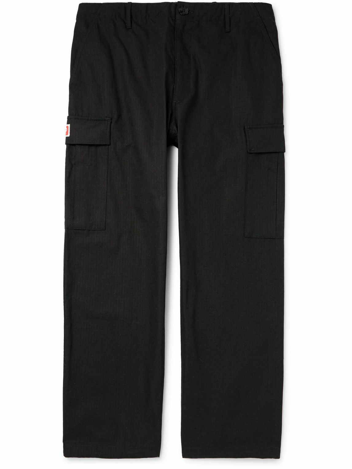 KENZO - Logo-Appliquéd Straight-Leg Cotton-Ripstop Cargo Trousers - Black Kenzo